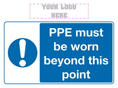 3 Point PPE Must Be Worn Beyond This Point Sign - Slater Signs